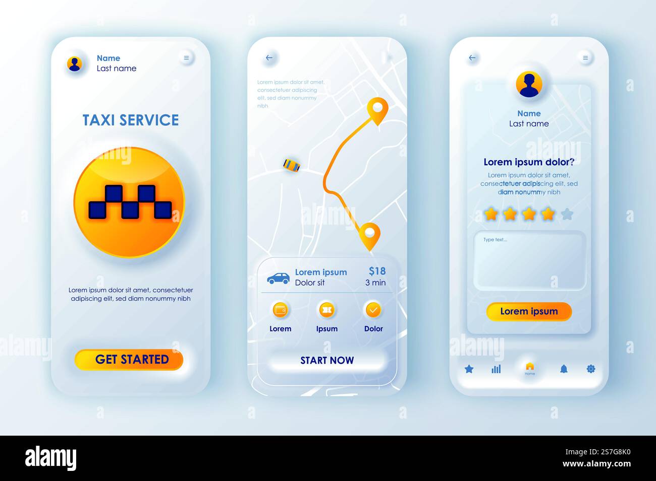 Taxi service unique neomorphic design kit for mobile app neomorphism ...