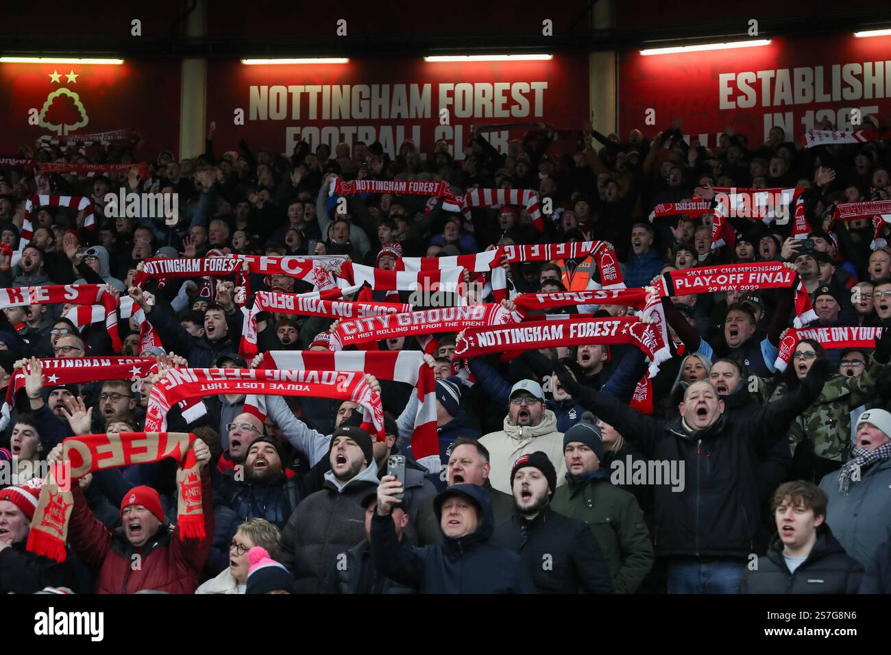 Nottingham, UK. 19th Jan, 2025. Nottingham Forest Fans during the ...