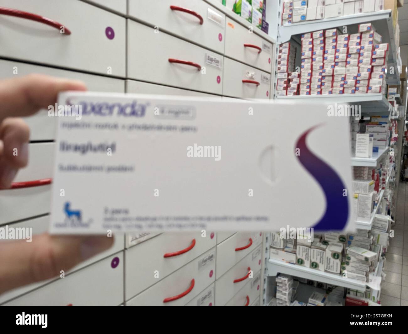 Prague, Czech Republic -August 2 2024: SAXENDA box of medication with ...