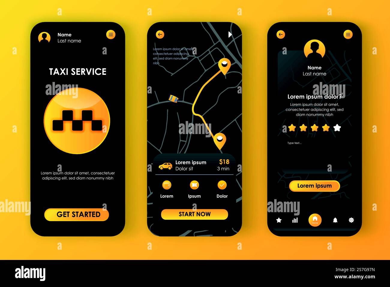 Taxi service unique neomorphic design kit for app. Online taxi booking ...