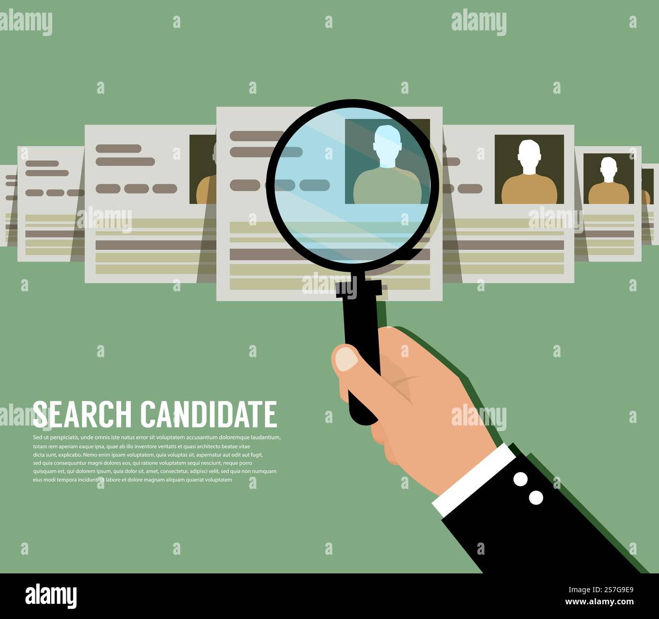 Recruitment Hand Zoom Magnifying Glass Picking Business Person ...