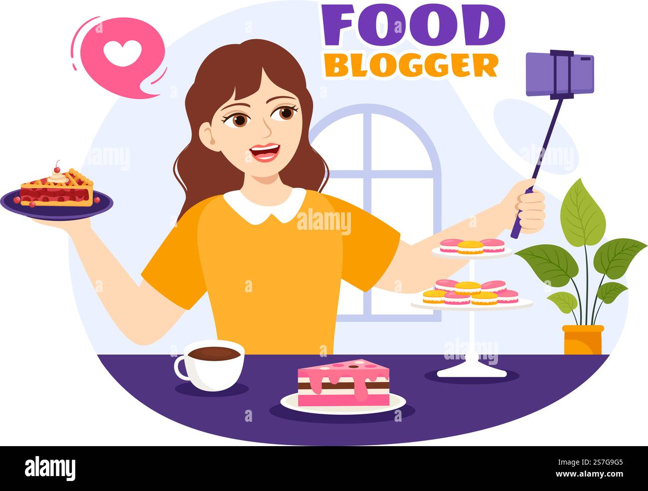 Food Blogger Vector Illustration with Influencer Review and Share it on ...