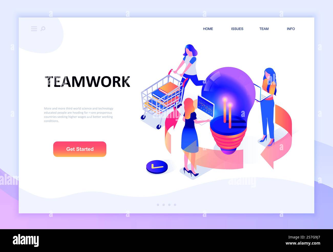 Modern flat design isometric concept of Teamwork decorated people ...