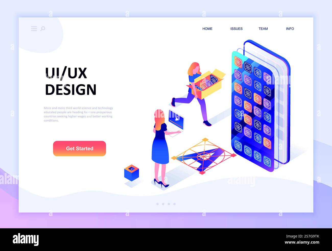 Modern Flat Design Isometric Concept Of Ux Ui Design Decorated People Character For Website And