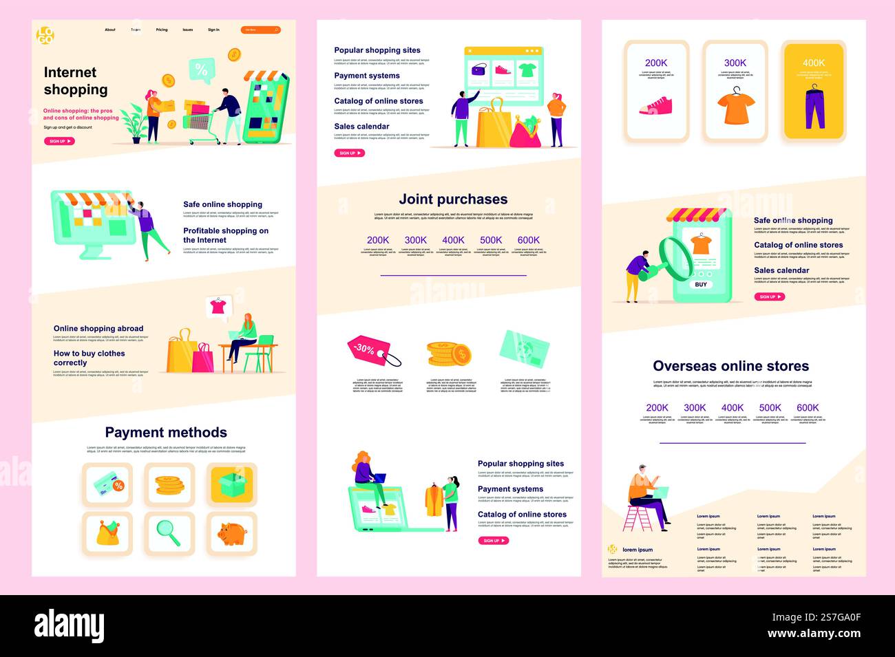 Internet shopping flat landing page. Online marketplace, e-commerce ...