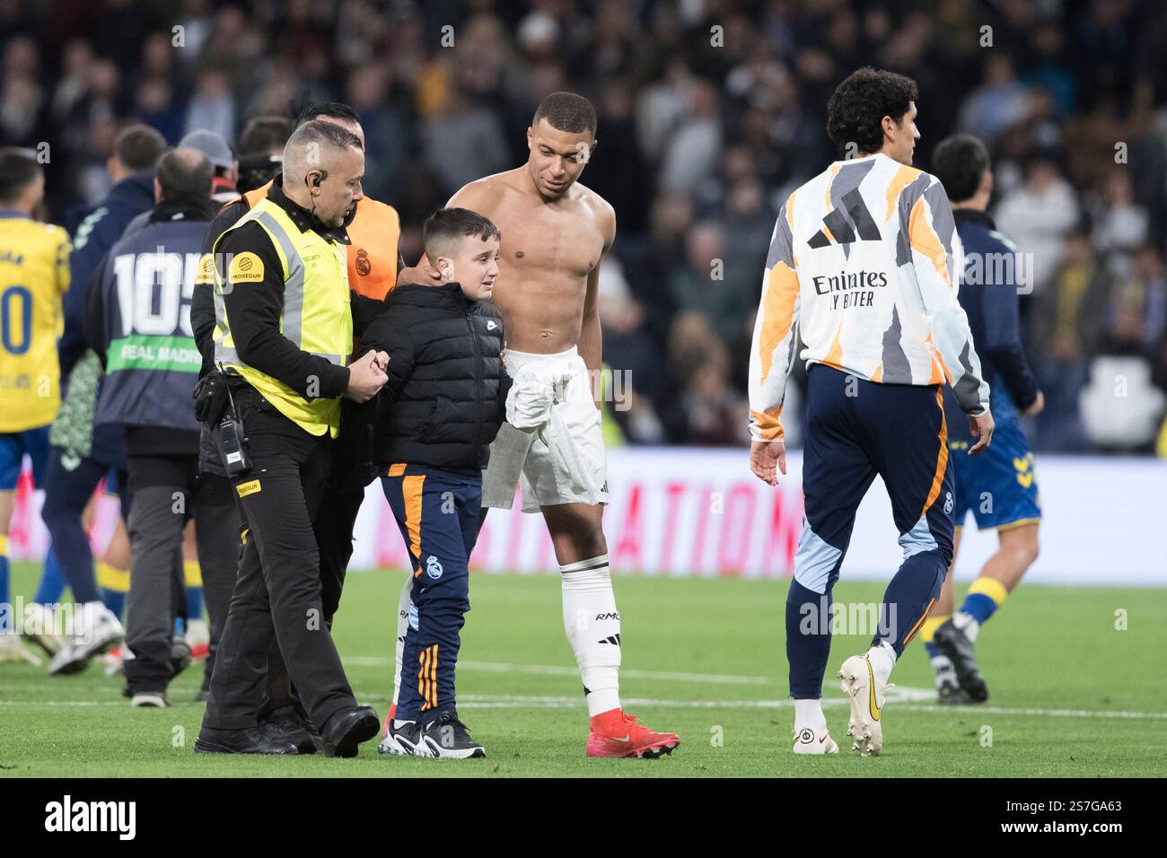 MADRID, SPAIN - January 19: Kylian Mbappe of Real Madrid gives his ...