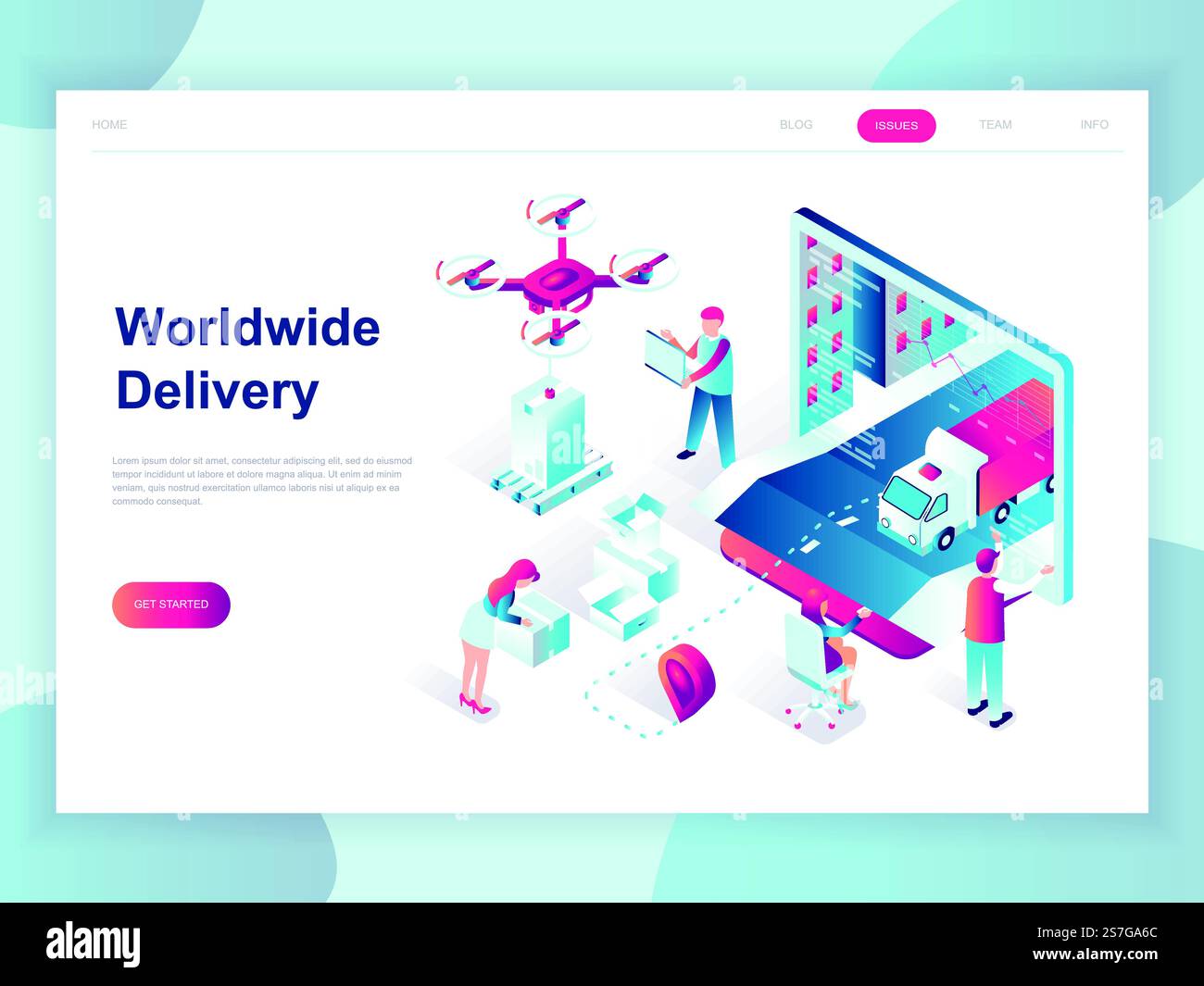 Modern flat design isometric concept of Worldwide Delivery for banner ...