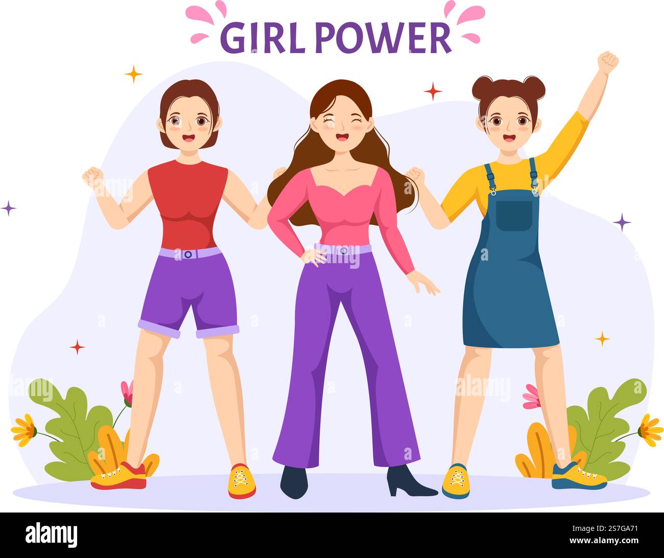 Girl Power Vector Illustration to Show Women Can Also Be Stronger and ...