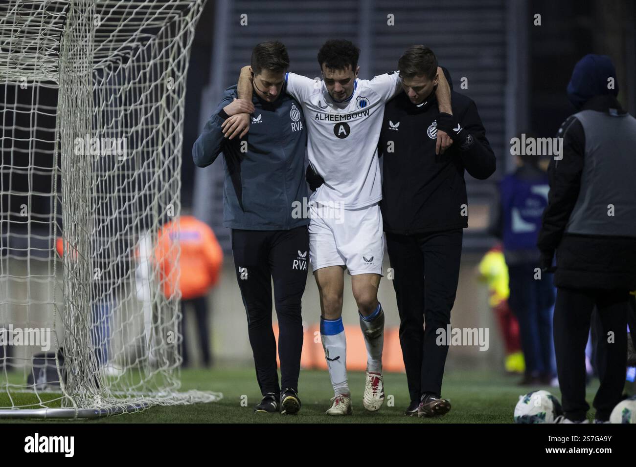Club's Amine Et-Taibi leaves the pitch after being injured during a ...