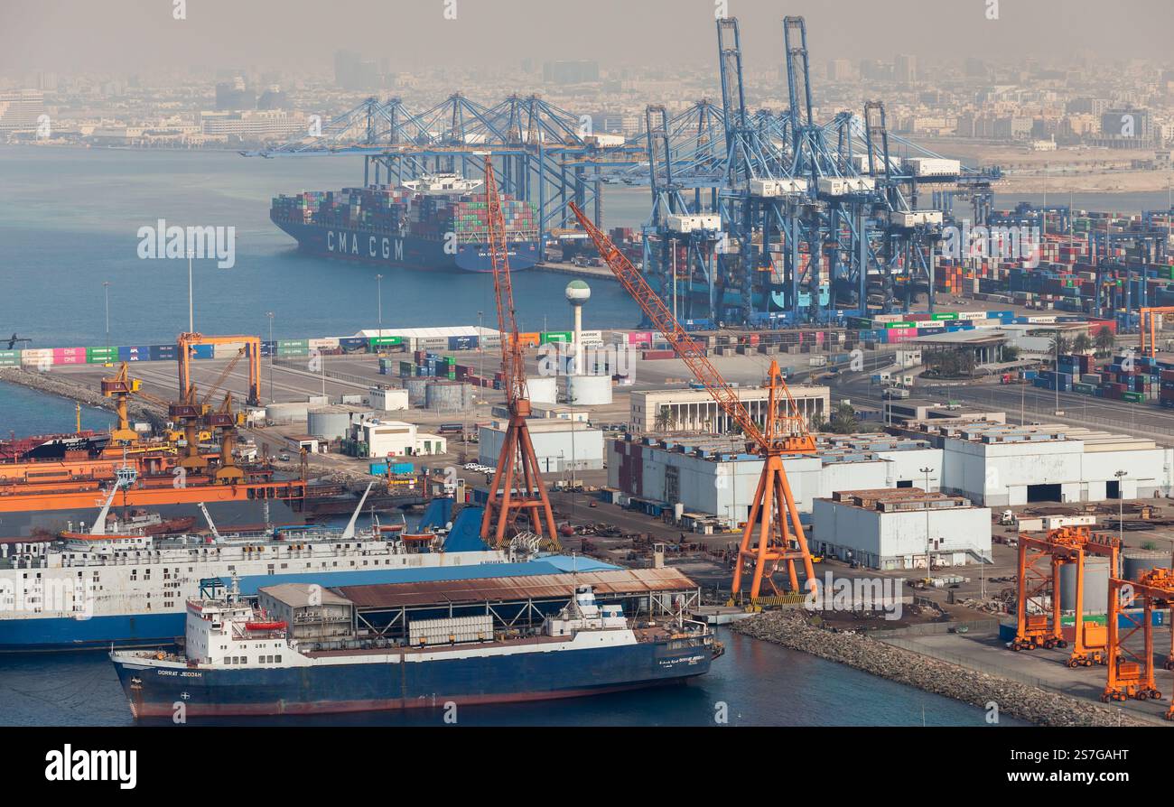 Jeddah, Saudi Arabia - December 22, 2019: Jeddah port on a daytime ...