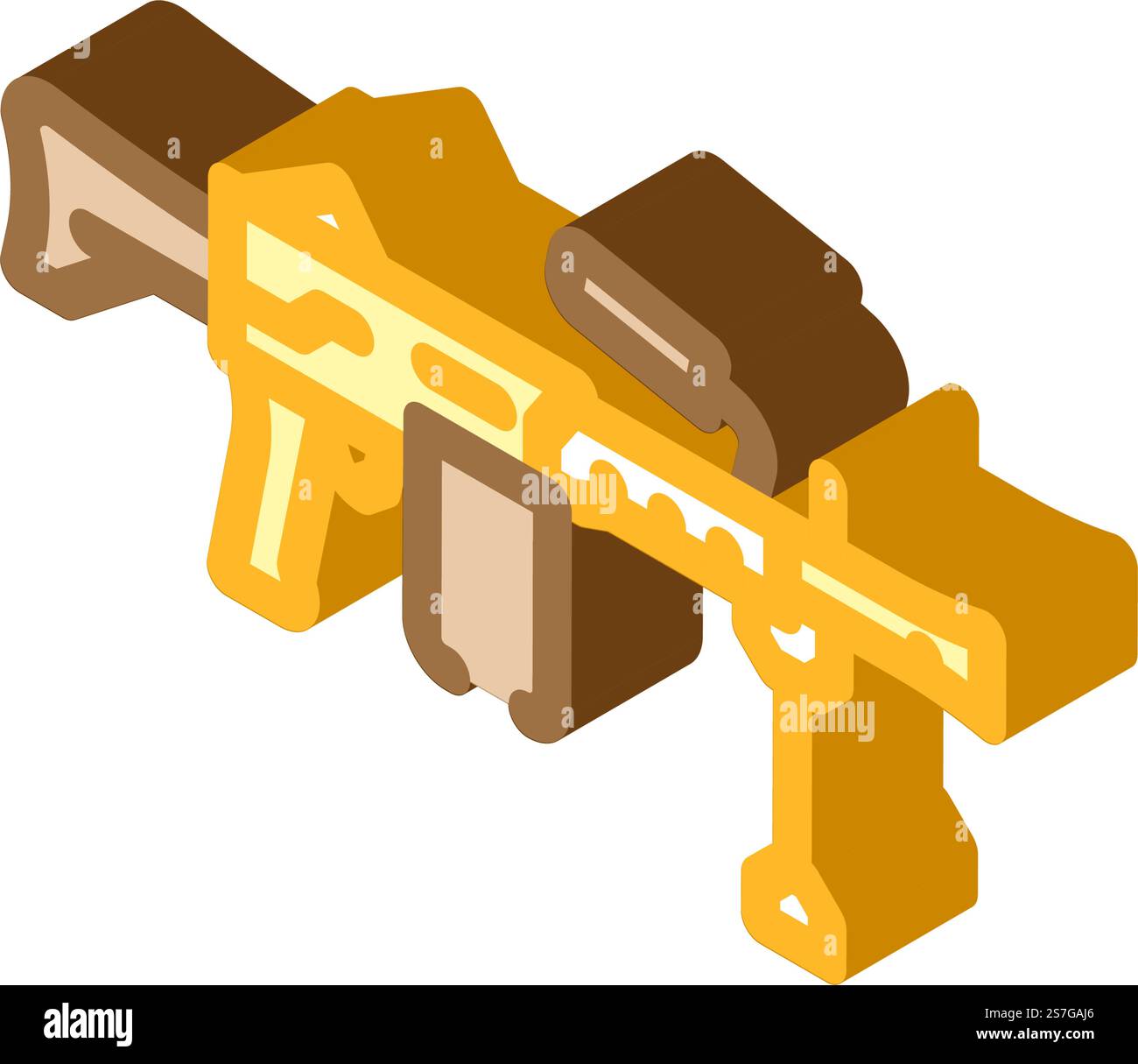 machine gun weapon military isometric icon vector. machine gun weapon ...