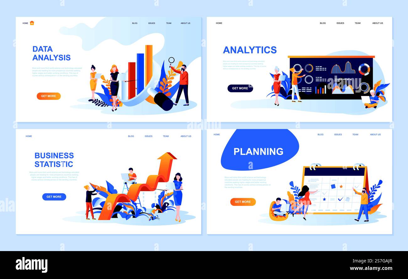 Set of landing page template for Data Analysis, Analytics, Business ...