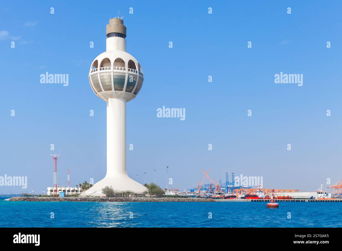 Jeddah, Saudi Arabia - December 22, 2019: Jeddah port seaside view with ...