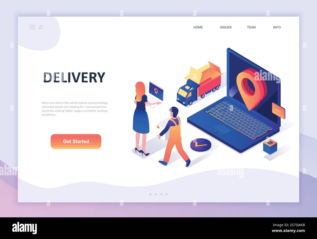Modern flat design isometric concept of Worldwide Delivery decorated ...