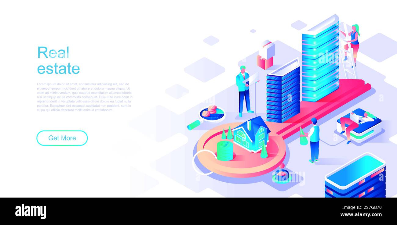 Real estate landing page vector template. Private property website ...
