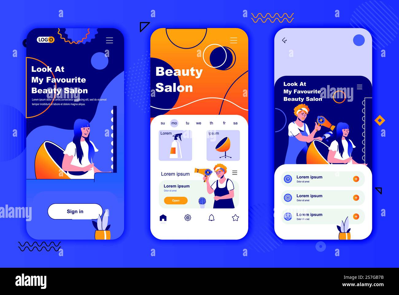 Beauty salon unique design kit for social networks stories. Hairstyling ...