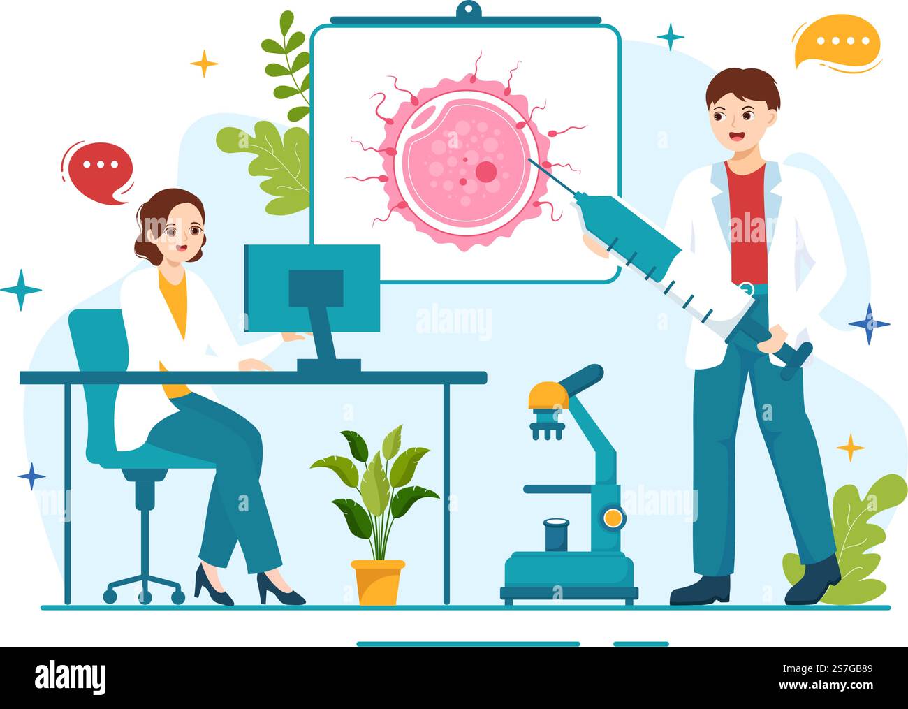 Artificial Pregnancy Vector Illustration with Couple After Successful ...