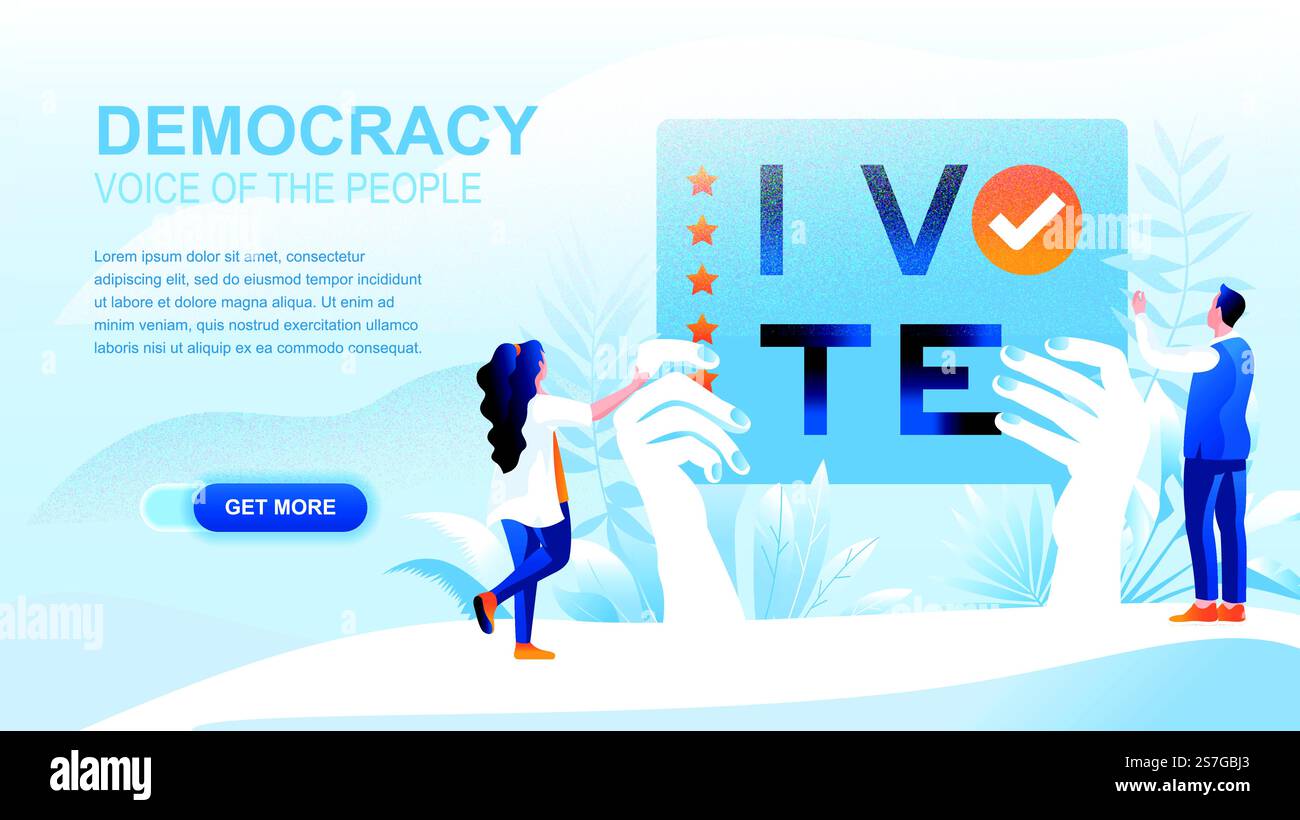 Democracy flat landing page with header, banner vector template ...