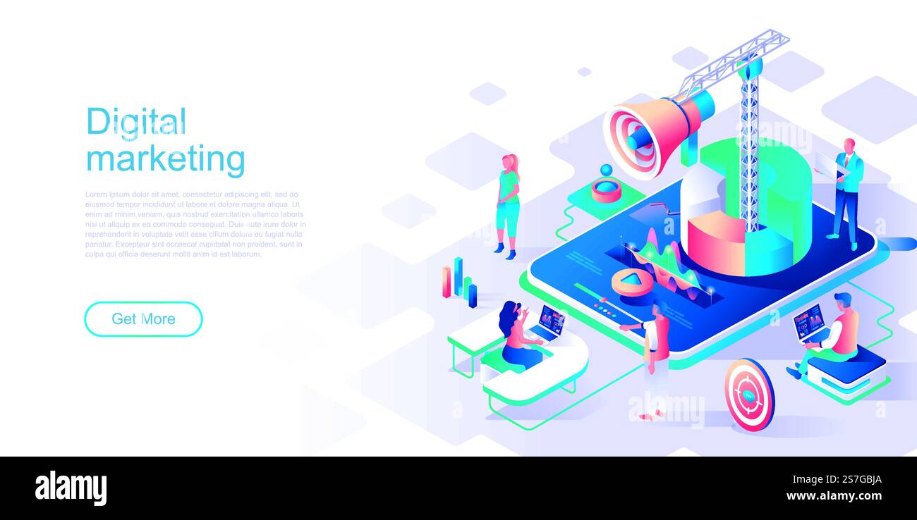 Digital marketing landing page vector template. Target advertising ...