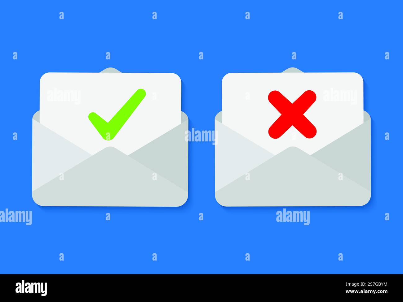 Check mark in mail envelope. Confirm and rejection email Stock Vector ...