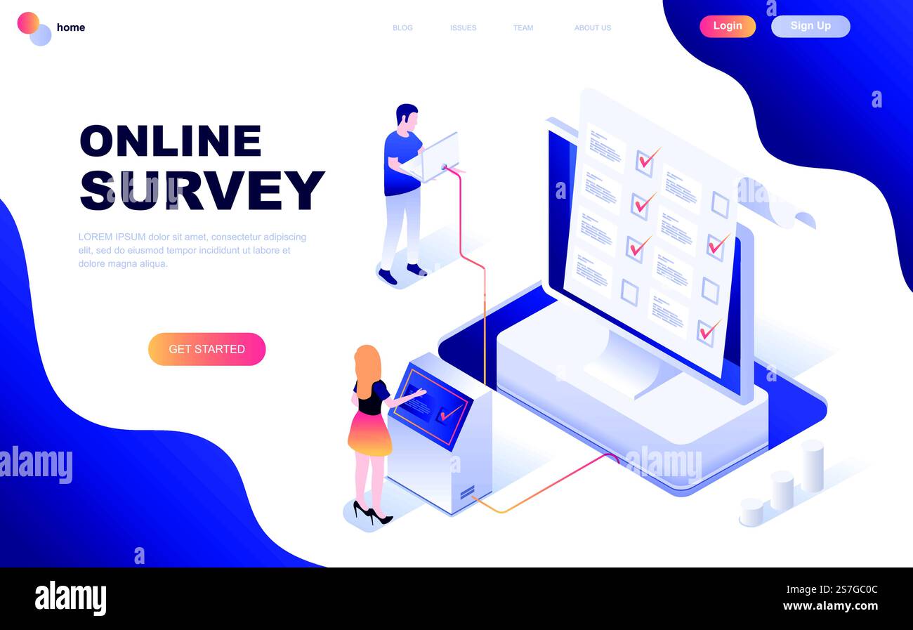 Modern flat design isometric concept of Online Survey decorated people ... Modern flat design isometric concept of Online Survey decorated people ...