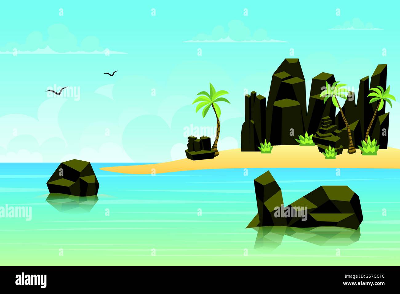 Mountains rocks trees in Stock Vector Images - Alamy