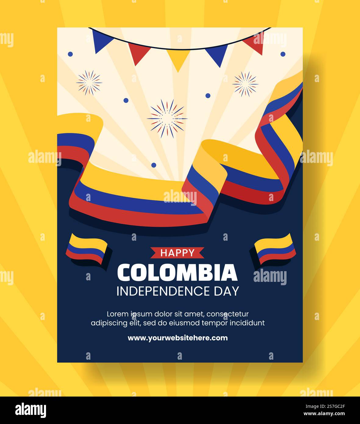 Colombia Independence Day Vertical Poster Flat Cartoon Hand Drawn ...