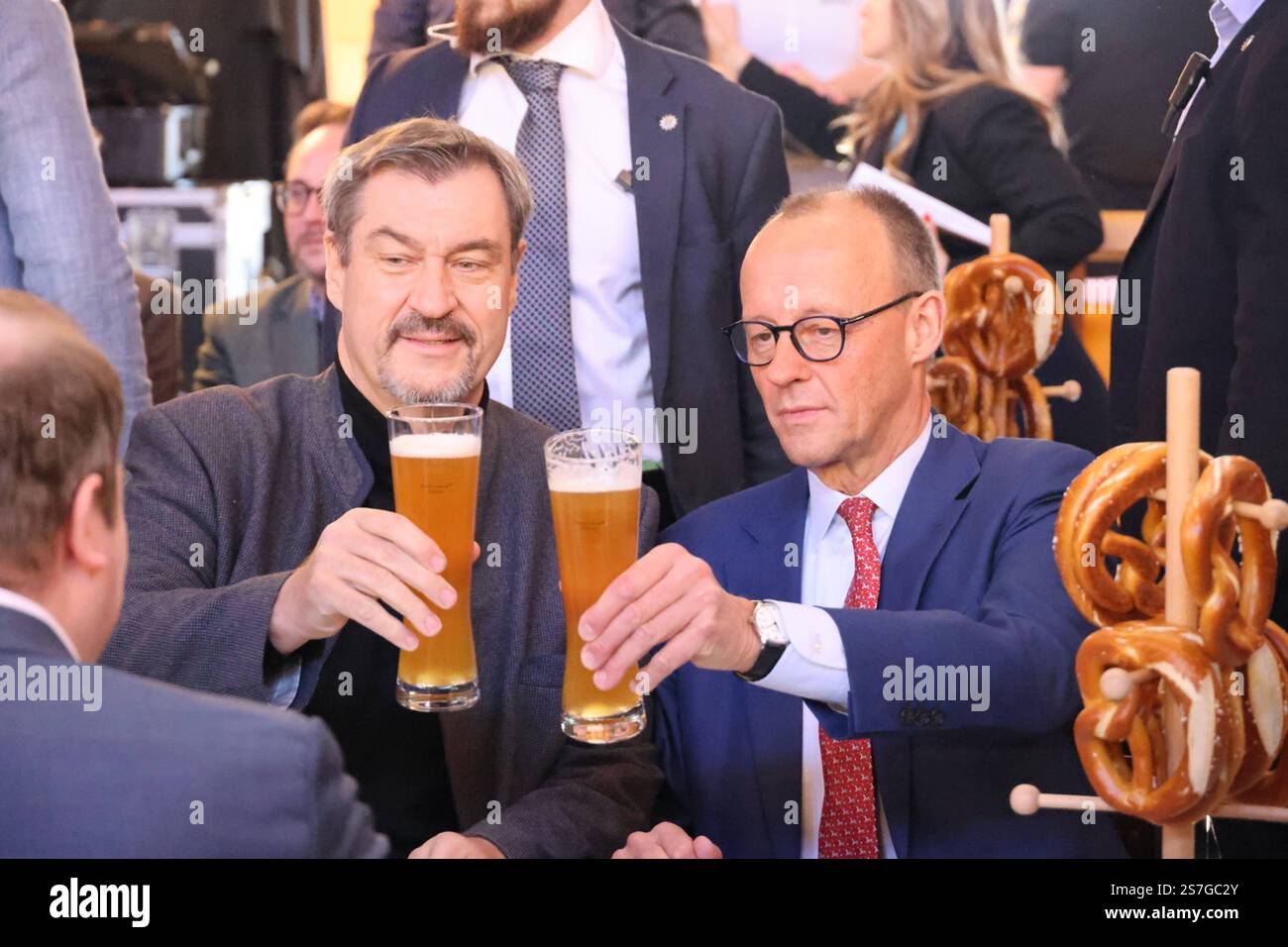 Merz und Soeder 19.01.2025, Germany, Brilon, Schuetzenhalle, CDU ...
