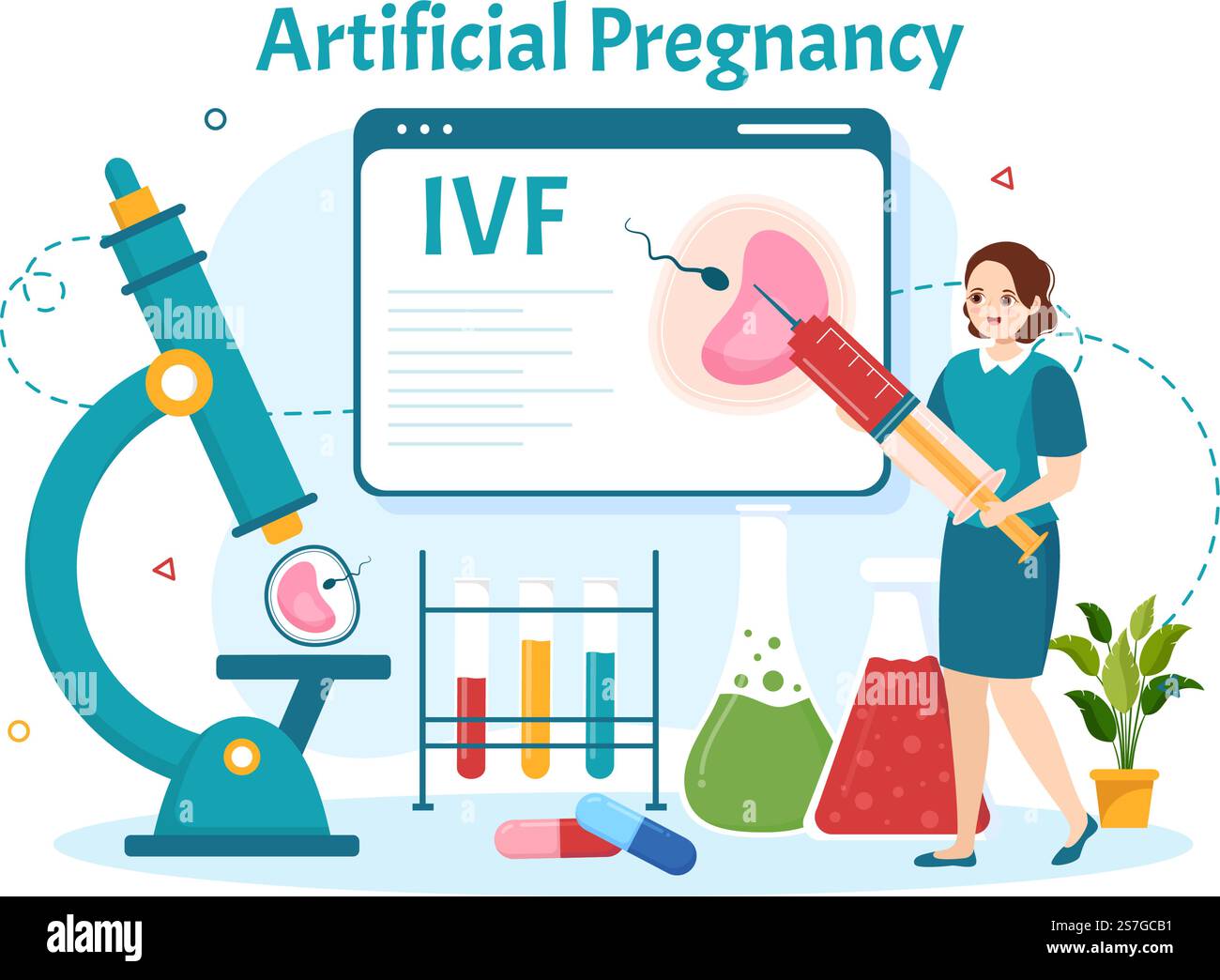Artificial Pregnancy Vector Illustration with Couple After Successful ...