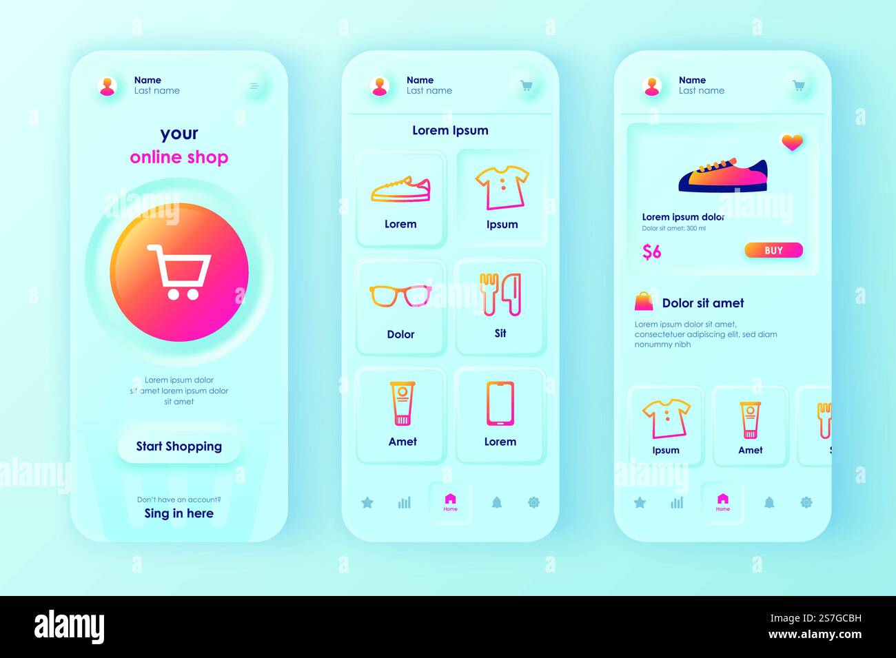 Online shopping unique neomorphic design kit for mobile app neomorphism ...