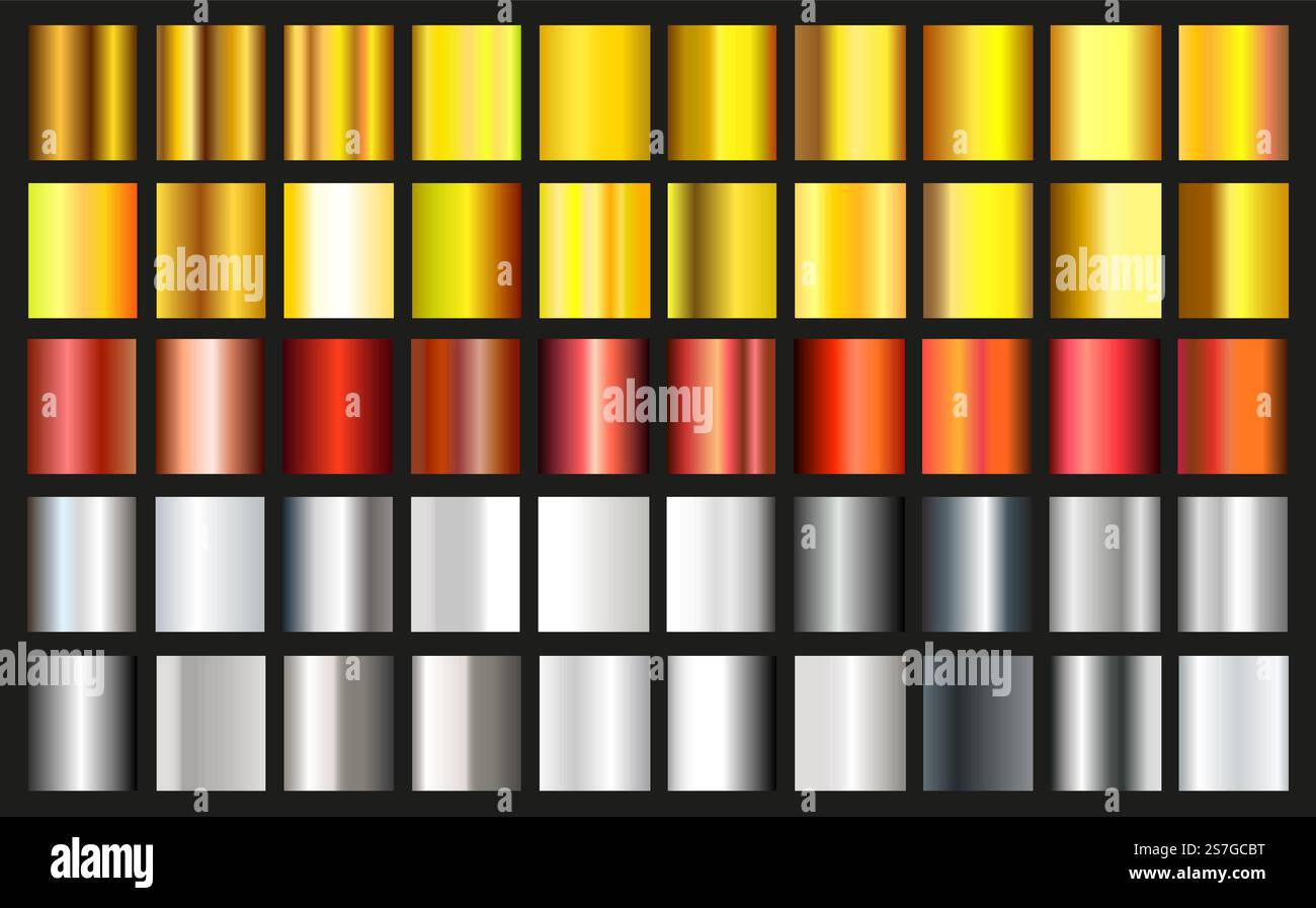 Set of metallic gradients.Collection of gold,silver and bronze ...