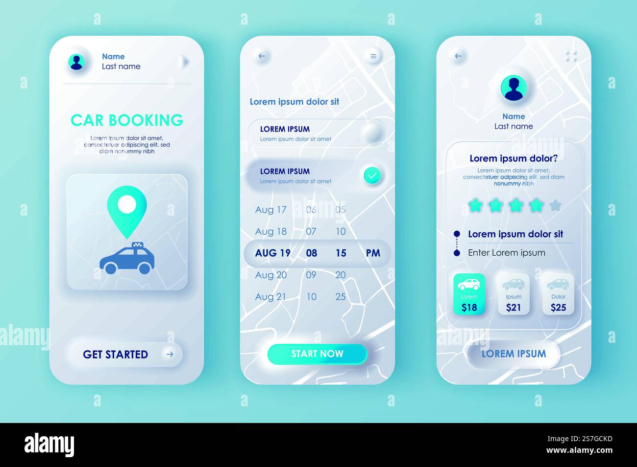 Car booking unique neomorphic design kit for mobile app neomorphism ...