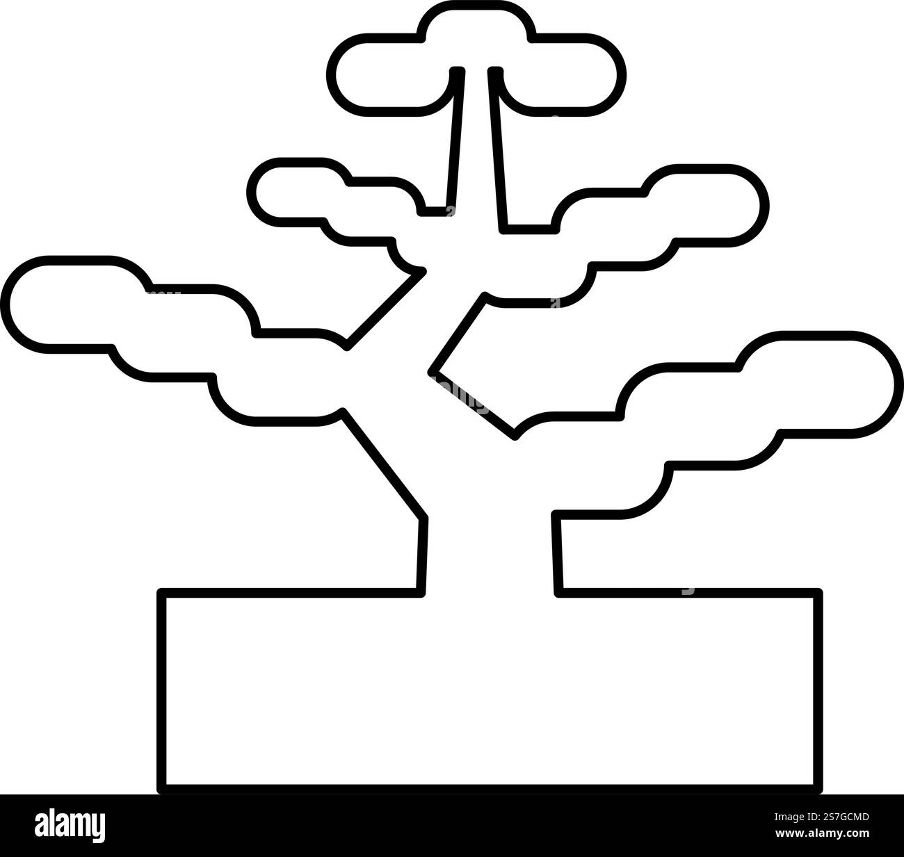 Bonsai pine tree garden concept plant japanese contour outline line ...