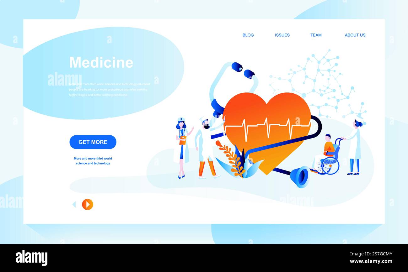 Medicine vector landing page template with header. Medical science and ...