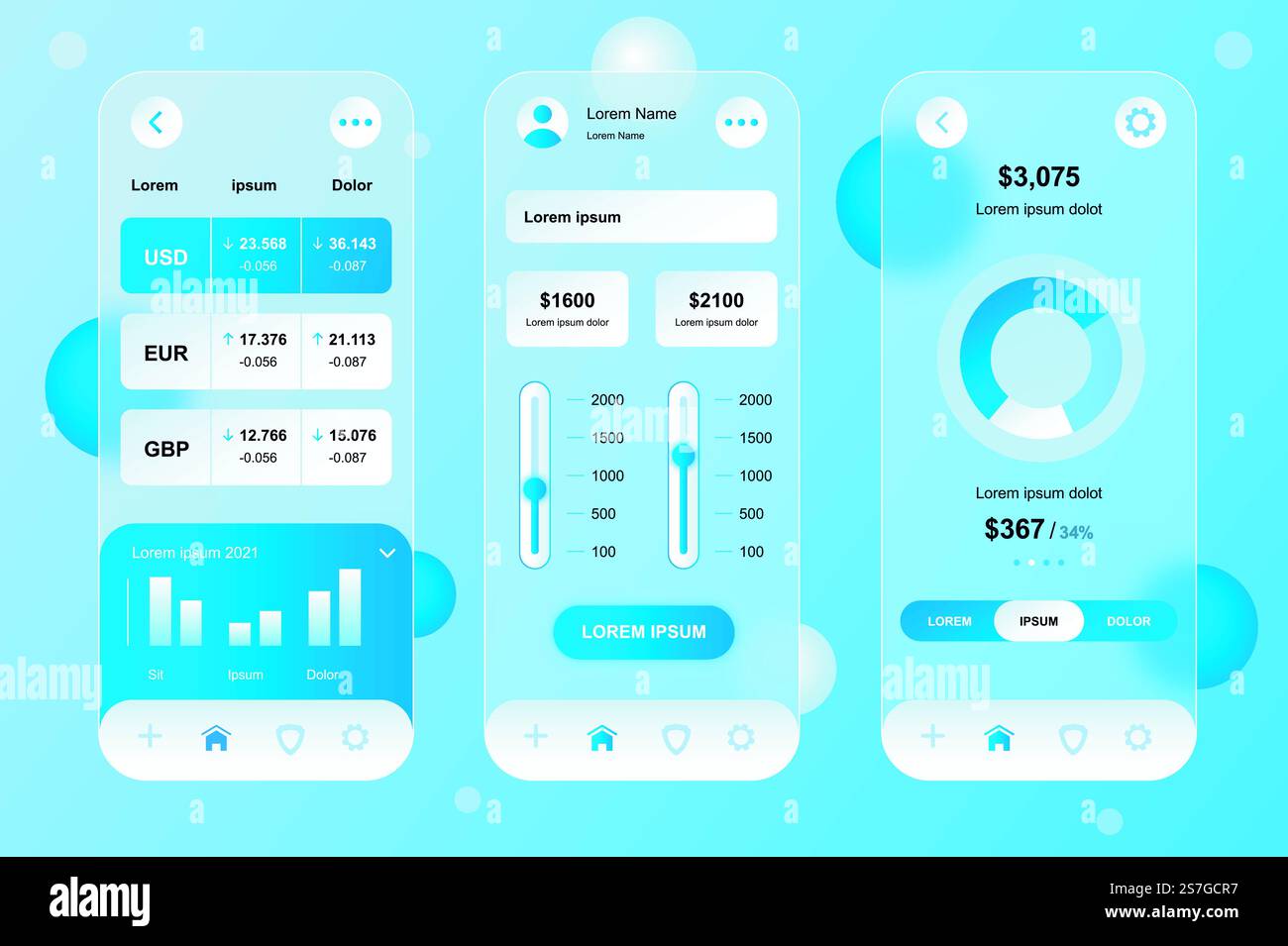 Finance neumorphic elements kit for mobile app. Online banking ...