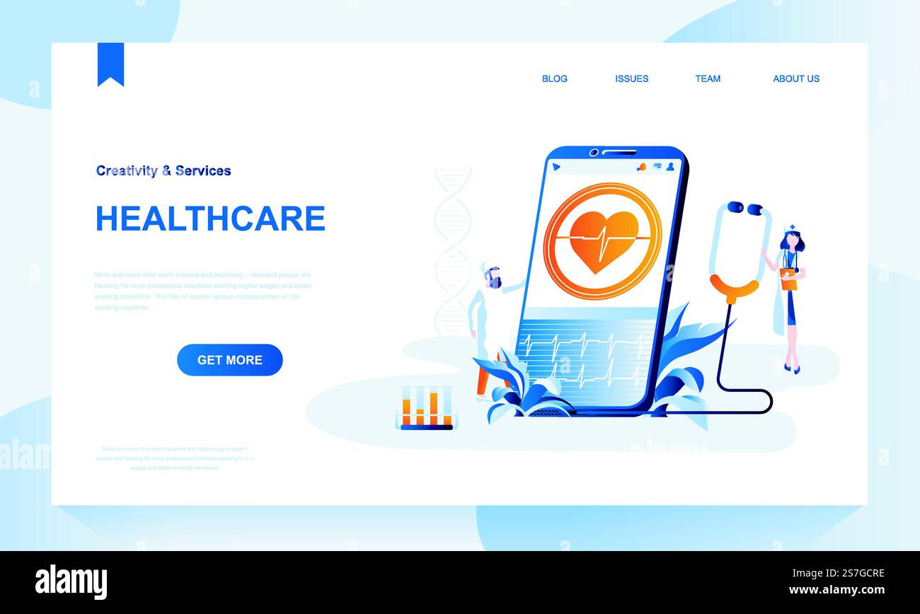 Healthcare vector landing page template with header. Medical homepage ...