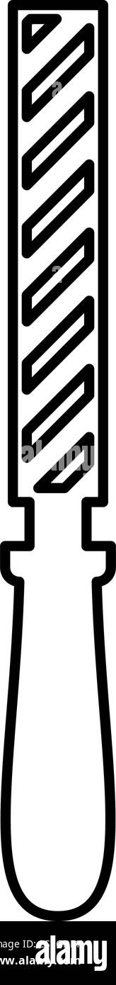 Hand file tool rasp instrument contour outline line icon black color ...