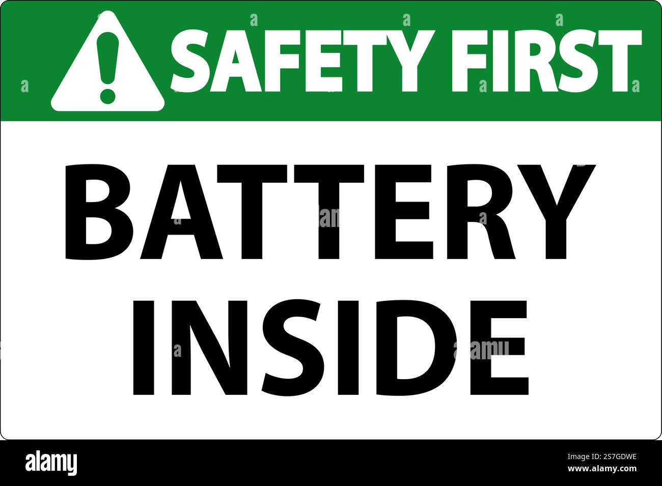Safety First Sign Battery Inside On White Background Stock Vector Image ...