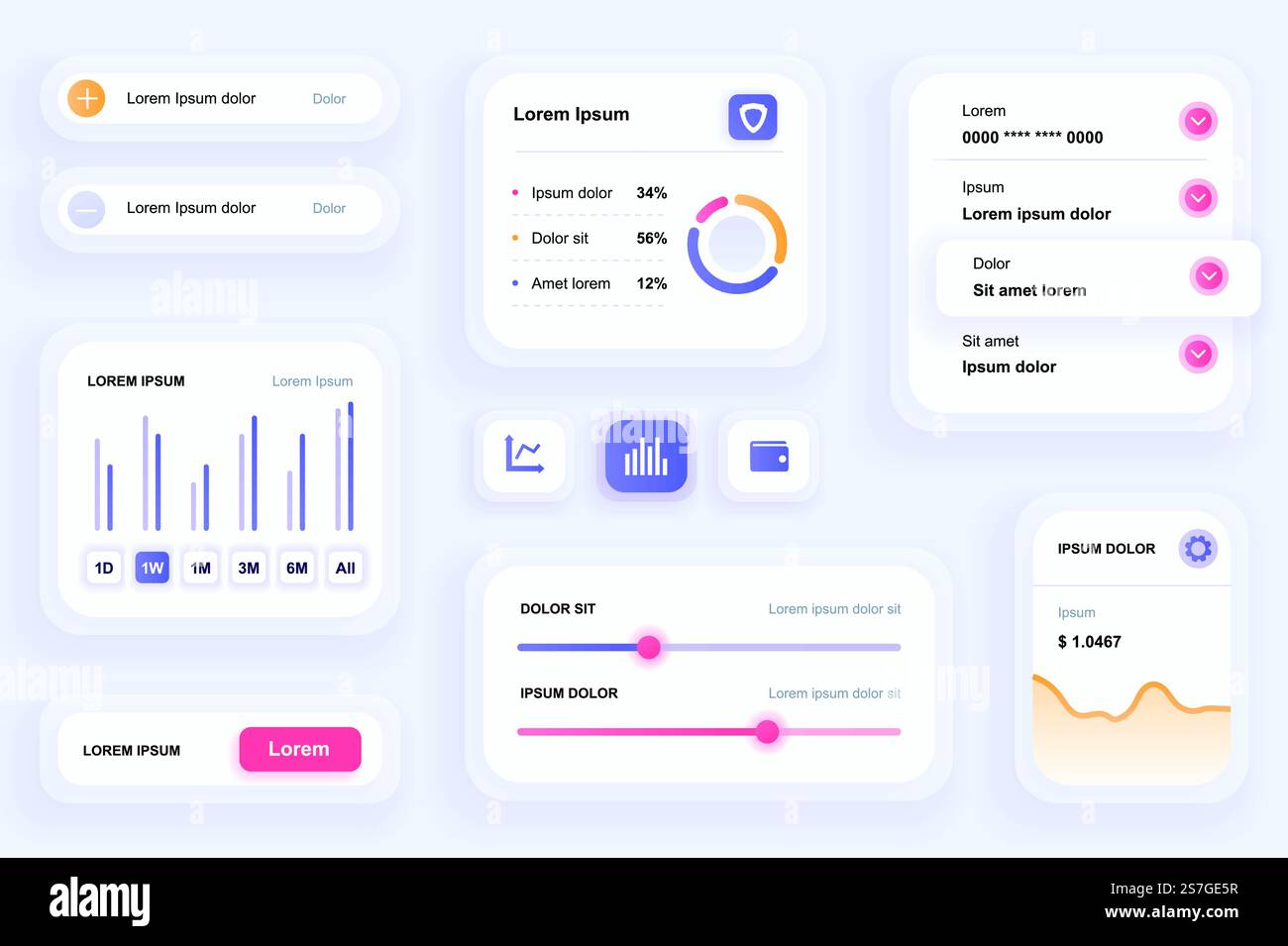 GUI elements for finance mobile app. Financial management and business ...