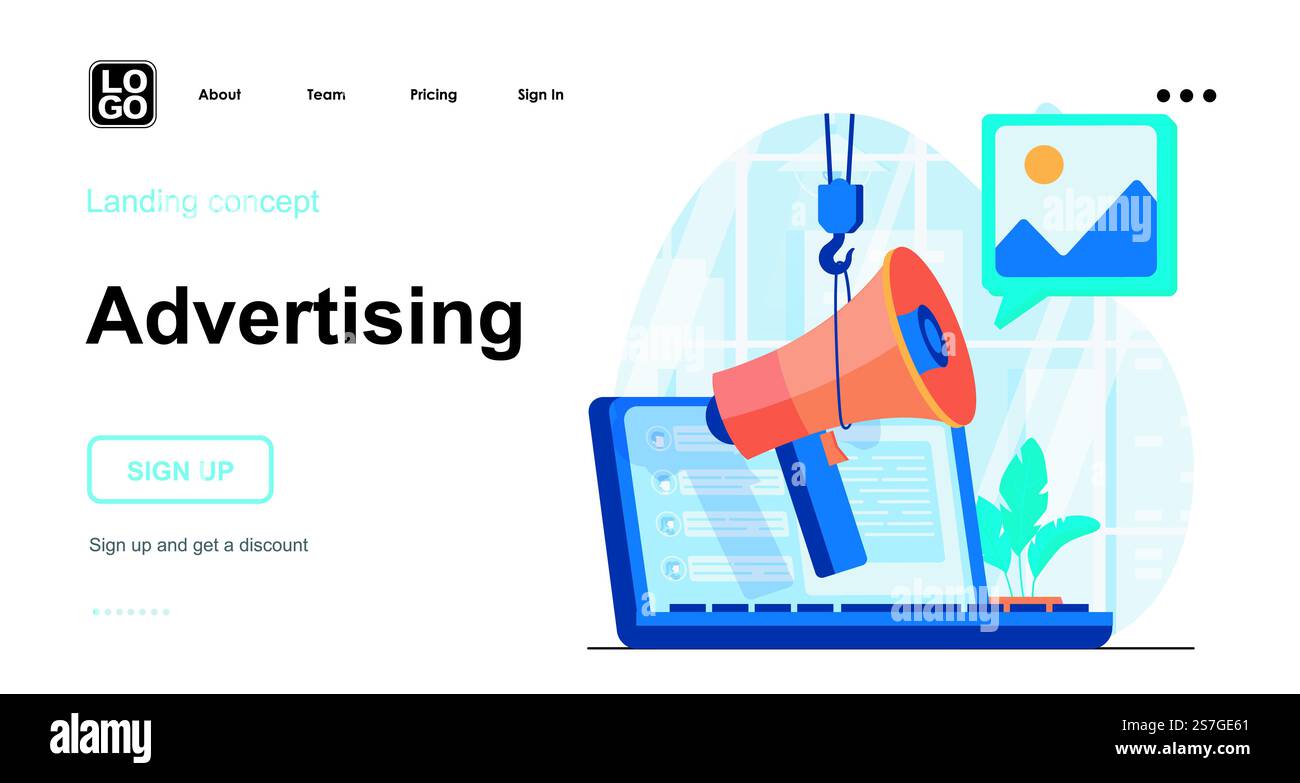 Advertising web concept. Online ad campaign, attracting new customers ...