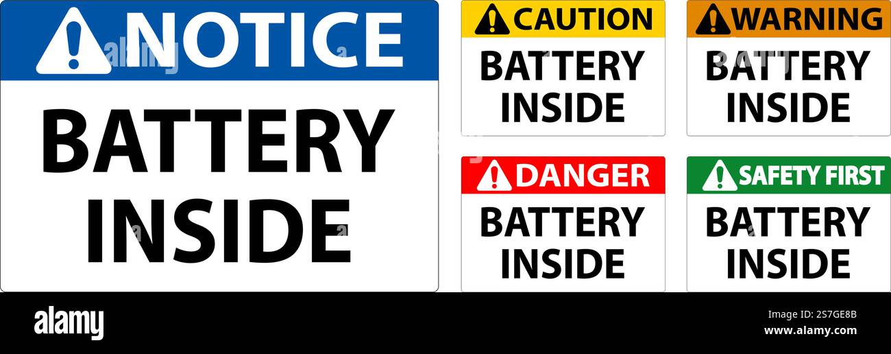 Caution Sign Battery Inside On White Background Stock Vector Image ...