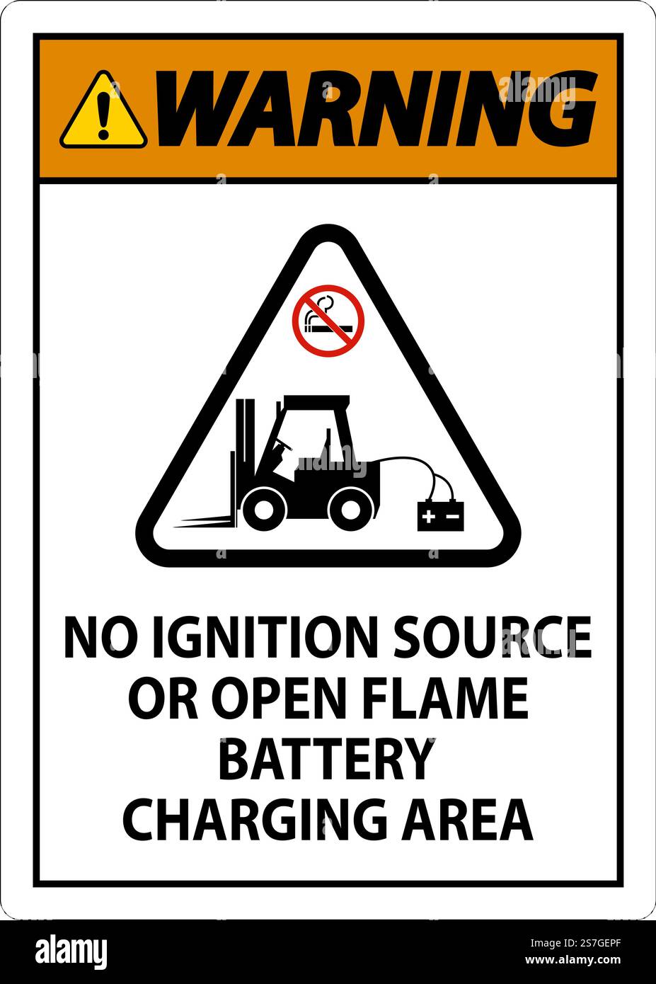 Warning Sign No Ignition Source Or Open Flame, Battery Charging Area ...