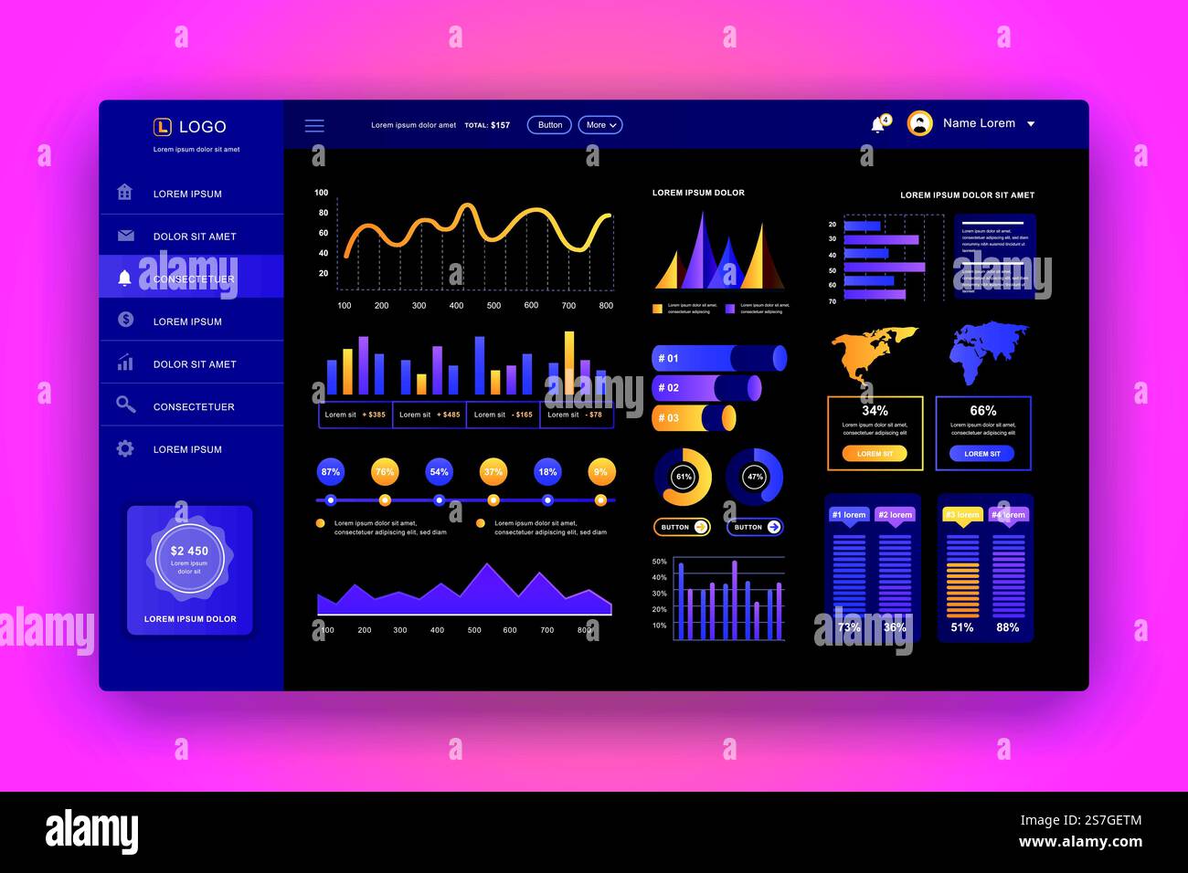 Dashboard UI. Admin panel vector design template with infographic elements, HUD diagram, info ...