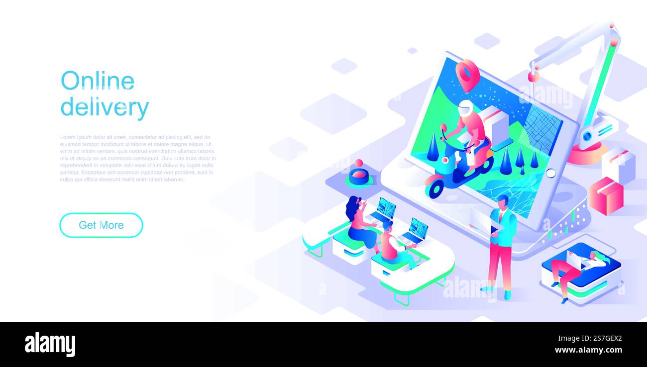 Online delivery landing page vector template. Ordered parcel shipment ...