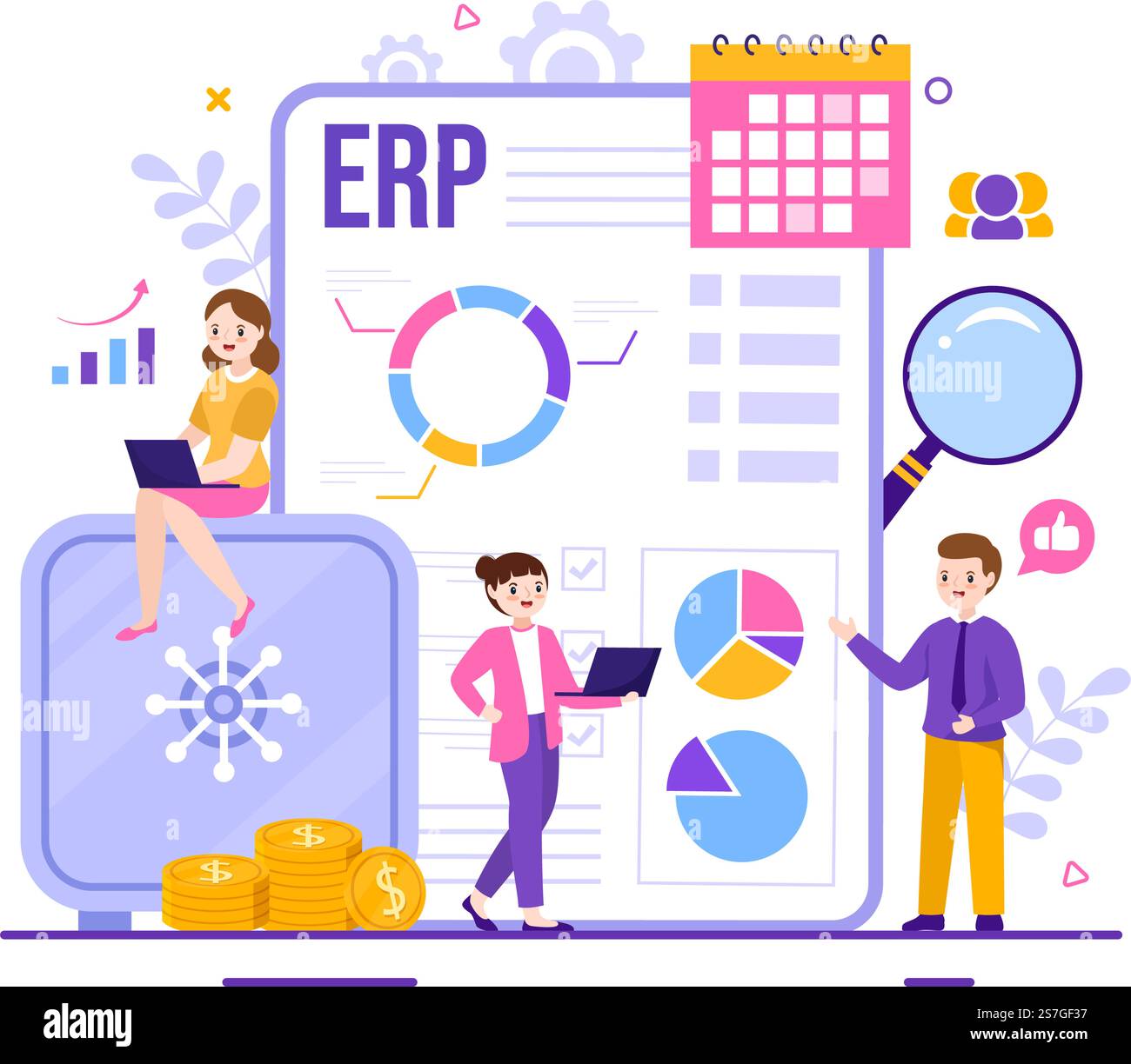 ERP Enterprise Resource Planning System Vector Illustration with ...