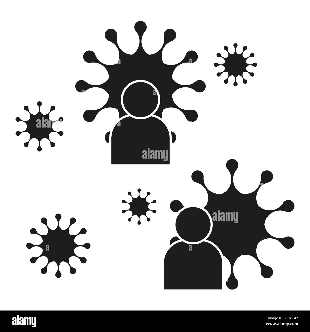 Virus and human icons. Pandemic concept illustration. Infection ...