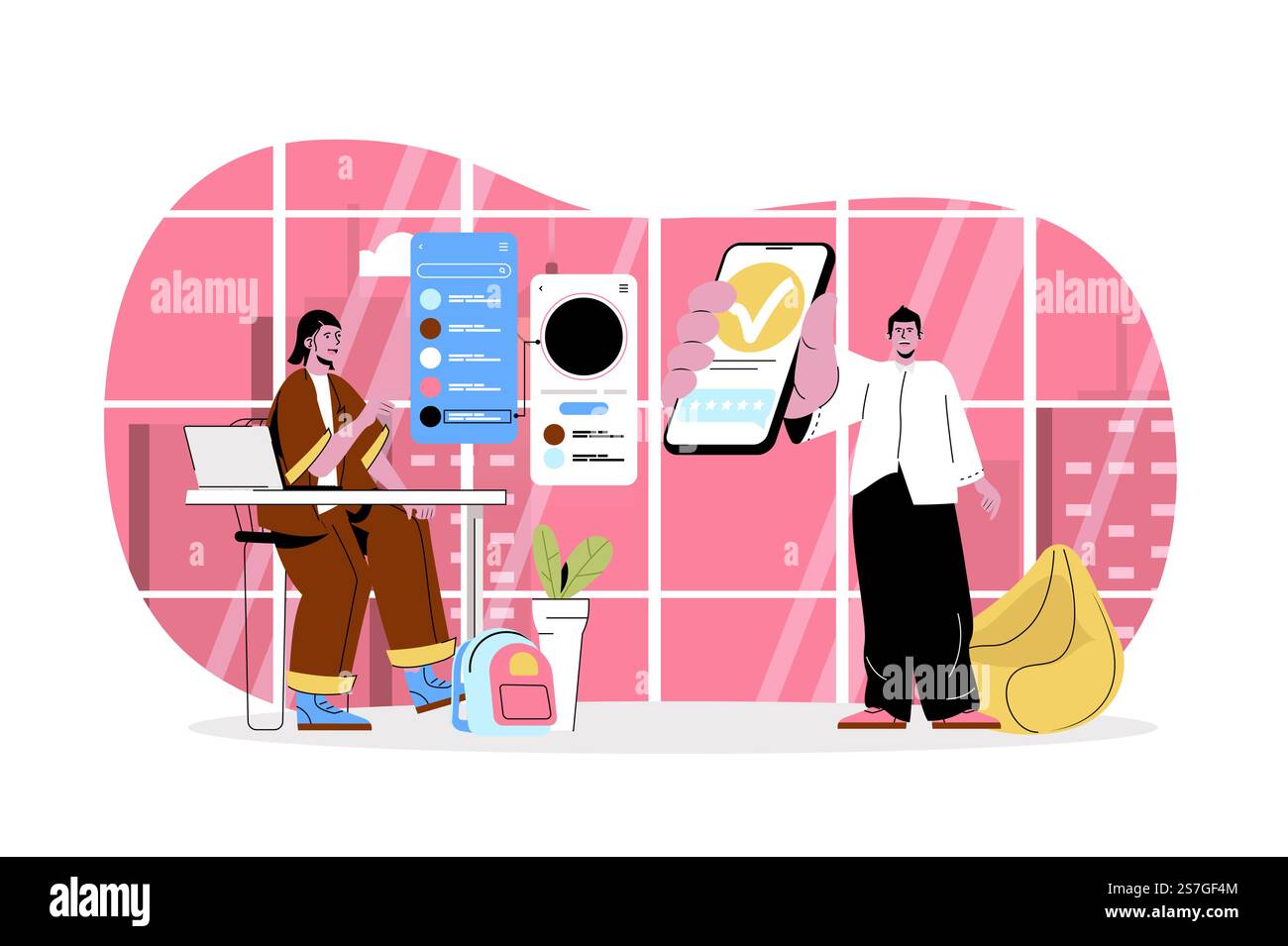 App development web character concept. Development team creates ...