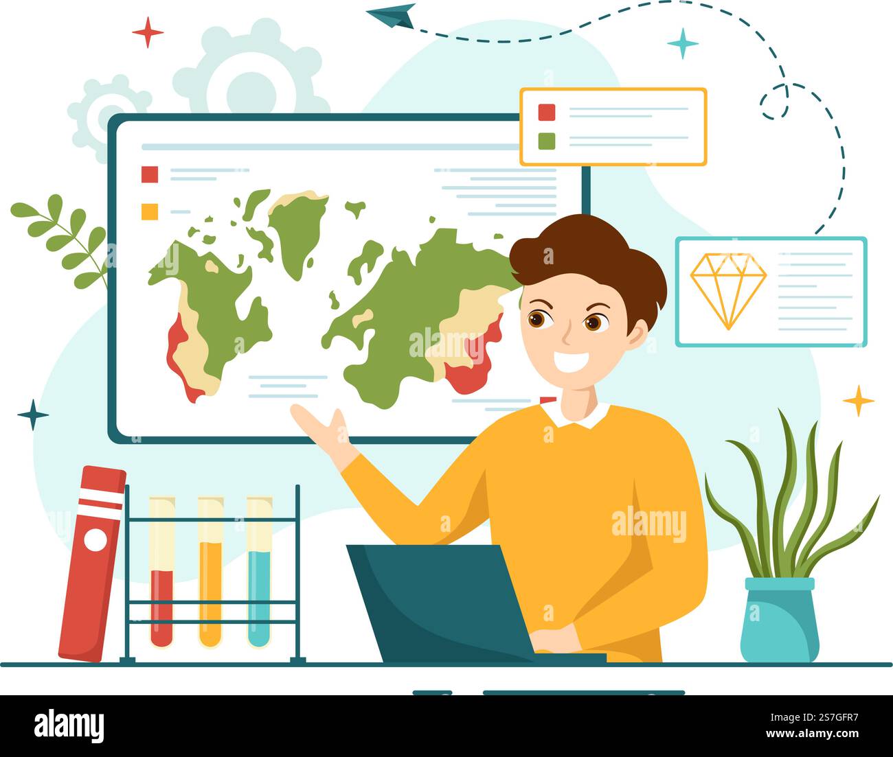 Geologist Vector Illustration with Soil Analysis and Features of the ...