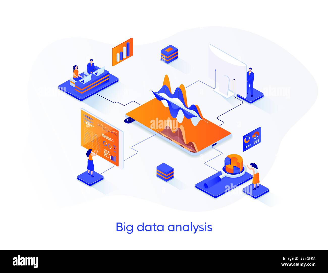 Big data analysis isometric web banner. Analytics and business ...
