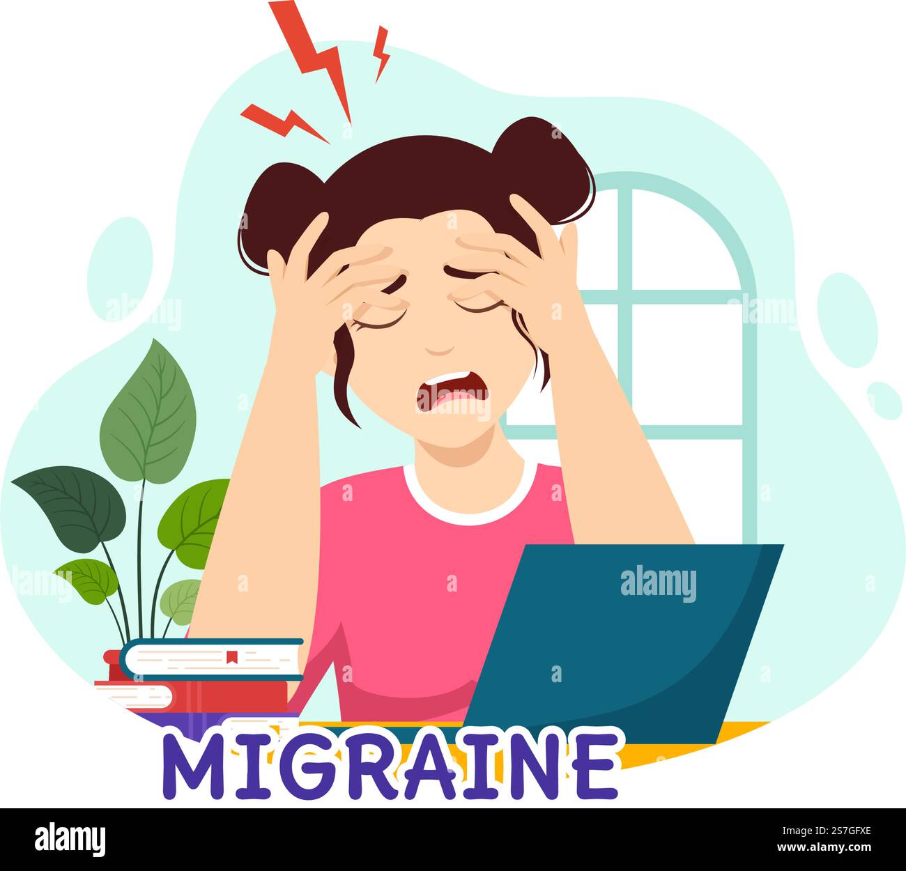 Migraine Vector Illustration People Suffers from Headaches, Stress and ...